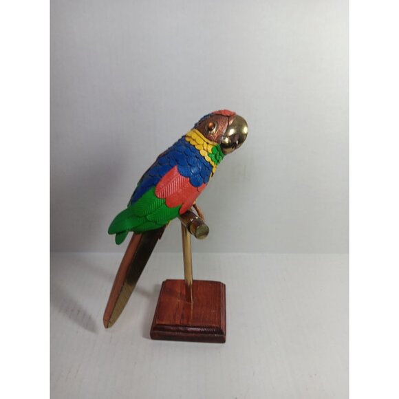 Accents | Vtg Brass Copper Parrot Perch Sergio Bustamente Style Color ...